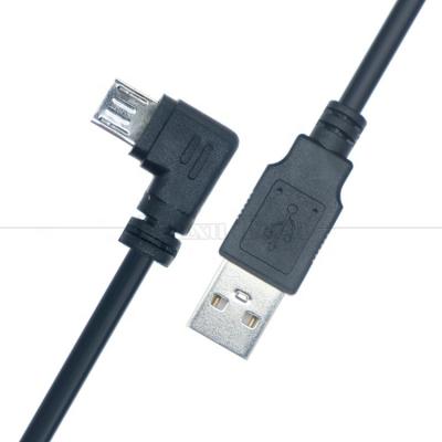 China 90 Degree Right Angle Micro USB Cable 1m 2m 3m Length with 2A Charging Current and 24AWG Wire Gauge for sale