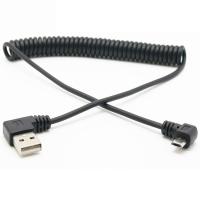 China Custom 1M 90 Degree Right Angle USB A to Micro B Coiled Charging Cable 2A for sale