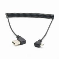 China Custom 1M 90 Degree Right Angle USB A to Micro B Coiled Charging Cable 2A for sale