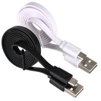 China 1M Flat Noodle Micro USB Cable with 2.4A Fast Charging for Power Bank Speaker Phone - Black White Options for sale