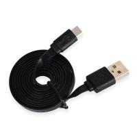 China 1M Flat Noodle Micro USB Cable with 2.4A Fast Charging for Power Bank Speaker Phone - Black White Options for sale