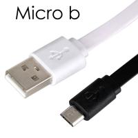 China 1M Flat Noodle Micro USB Cable with 2.4A Fast Charging for Power Bank Speaker Phone - Black White Options for sale