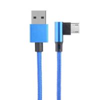 China 2.4A Fast Charging 90° Left Angle Micro USB Cable with Nylon Braiding - 1m/2m/3m Length Options for sale