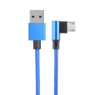 China 2.4A Fast Charging 90° Left Angle Micro USB Cable with Nylon Braiding - 1m/2m/3m Length Options for sale