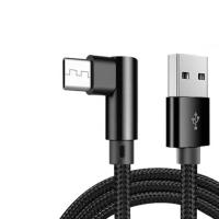 China 2.4A Fast Charging 90° Left Angle Micro USB Cable with Nylon Braiding - 1m/2m/3m Length Options for sale