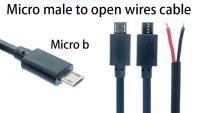 China Micro USB B Male/Female to Bare Wires Open End Cable 0.2m for Raspberry Pi and Electronics for sale