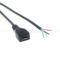 China Micro USB 5 Pin Male Female to Open 2 4 Cores Bare Wires Pigtail Cable 1m for sale