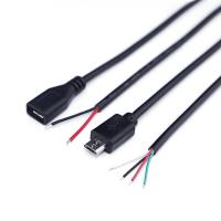 China Micro USB Male Female to Open Bare Wires Pigtail Cable 2 4 Cores 1m for Data Charging for sale