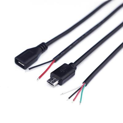 China Micro USB Male Female to Open Bare Wires Pigtail Cable 2 4 Cores 1m for Data Charging for sale