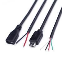 China Micro USB Male Female to Open Bare Wires Pigtail Cable 2 4 Cores 1m for Data Charging for sale