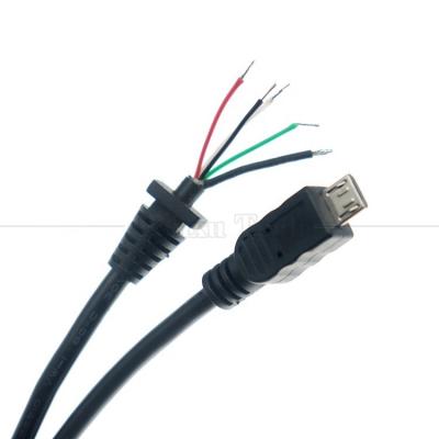 China Custom Data Charging Shiled Micro Usb to Open Tinned Wire End Pigtail Power Charger Cable for sale