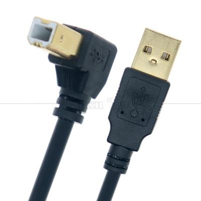 China 90 Degree Right Angle USB A to USB B Printer Cable 1m-10m Length Gold Nickel Plated Connectors for sale