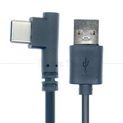 China 90 Degree Right Angle USB to Type C Cable 1M Length with 2.4A Fast Charging for Phones Tablets for sale