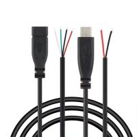 China OEM USB Type C Male Female to Stripped Open Wire End Pigtail Cable 2 4 Cores 1m for sale