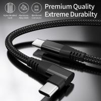 China Braided Elbow 90 Degree Angle 60W 3A Type C To Type C PD Charging Data Charger Cable for Mobile Phone Monitor iPhone 15 16 for sale