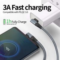 China Braided Elbow 90 Degree Angle 60W 3A Type C To Type C PD Charging Data Charger Cable for Mobile Phone Monitor iPhone 15 16 for sale