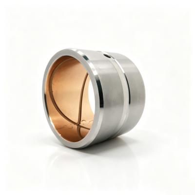 China Bimetal Bushing Steel Backed Bronze Sliding Bearing Sleeve With Oil Hole & Oil Grooves For Truck Engine Parts for sale