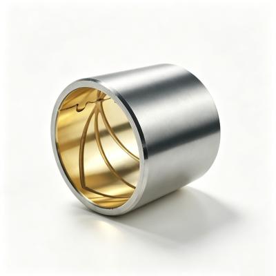 China Steel Bronze Bimetal Sleeve Bushing with Internal Oil Grooves, High Load Plain Sliding Bearing for Hydraulic Cylinder & Construction Machinery for sale