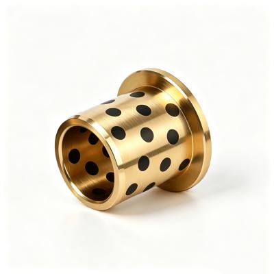 China High Load Flanged Self-Lubricating Copper Bushing, JFB Flange Graphite Embedded Bronze Bushing, Oil Free Sliding Bearing for Construction Machinery for sale