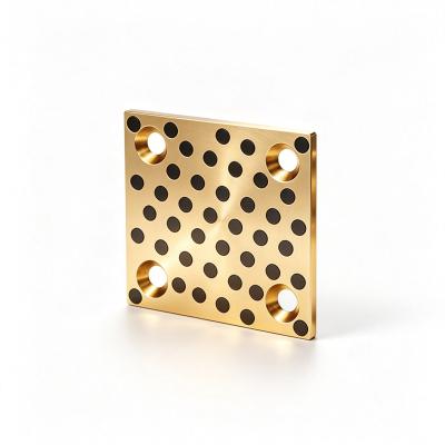 China Graphite Inserted Brass Wear Slide Plate, Square Oilless Bearing Plate for Engineering Machinery Oilless Graphite Copper Plate for sale