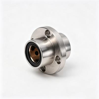 China Middle Round Flange Self Lubricating Linear Bearing, Steel Shell Graphite Copper Sleeve, Wear Resistant Linear Sliding Bearing for sale