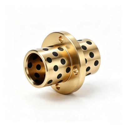 China Center Flange Bronze Bushing  Graphite Embedded Self Lubricating Bearing Oil-free Sliding Bushing for sale