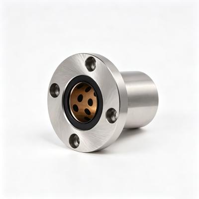 China Oil Free Flanged Linear Slide Bushing, Outer Steel Inner Graphite Bronze Self Lubricating Bearing for Linear Motion System for sale