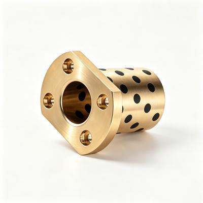 China Cut Flange Oiless Bronze Bushing, Solid Brass Graphite Inset Bearing for Automation Equipment for sale