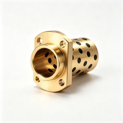 China Flanged Type Oilless Bronze Bearing Graphite Embedded Brass Bushing, Self Lubricating Flange Copper Sleeve for Automation, Molds, Hydraulic Equipment for sale
