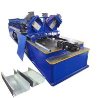 China Double Lines Omega C U Profile Light Gauge Steel Keel Roll Forming Machine for sale