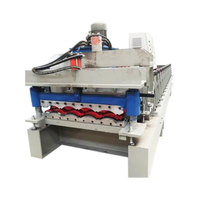 China Iron steel high speed glazed tile roll forming machine 3-5m/min hydraulic shear for sale