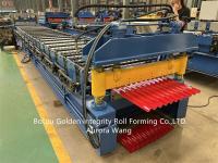 China Zinc Metal Curly Corrugated Roof Roll Forming Machine Hydraulic Cutting System for sale