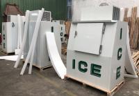 China Gas Station Ice Cooler Upright Solid Door Freezer Ice Storage Bin for sale