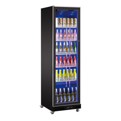 China Bar Beer Beverage Display Refrigerator Full Glass Door With LED Lights for sale
