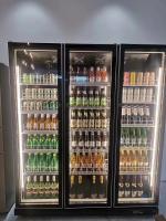 China Drinks Fridge Glass Bottle Fridge Bar Beverage 5 Shelfs Refrigerator Black Color for sale