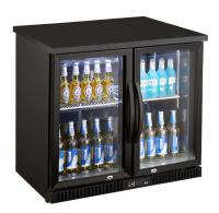 China Bottom Back Mount Bar Drink Cooler , 2 Door Glass Bar Fridge With PVC Coating Shelf for sale