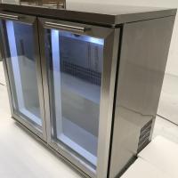 China Stainless Steel Swing 4 Doors Cold Drink Cooler/ Under Counter Bar Refrigerator, Built-in Glass Door Back bar Cooler for sale