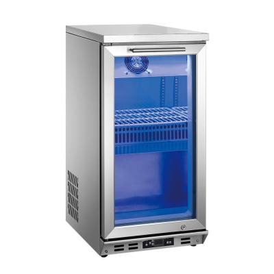 China Fan Cooling Single Glass Door Bar Fridge , Stainless Steel Bar Glass Cooler for sale
