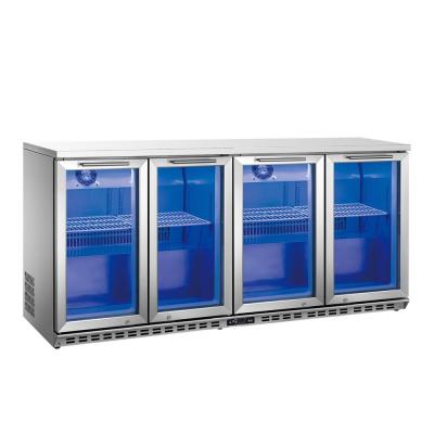 China Stainless Steel Swing 4 Doors Cold Drink Cooler/ Under Counter Bar Refrigerator, Built-in Glass Door Back bar Cooler for sale