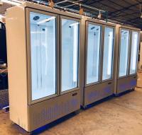 China Upright Commercial Beverage Refrigerator , Bottom Mount Double Door Display Freezer for sale