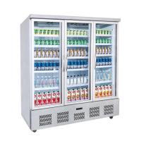 China Led Lighting Commercial Beverage Refrigerator , 3 Door Display Cooler for sale