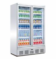 China Upright Commercial Beverage Refrigerator , Bottom Mount Double Door Display Freezer for sale