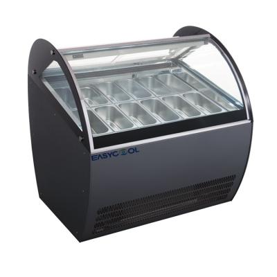 China Curved Glass Ice Cream Showcase Freezer 16 Pans 1510*1100*1280mm Customized Color for sale