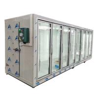 China High performance double anti-fog walk in glass door cold room storage 4 door supermarket refrigerator for sale