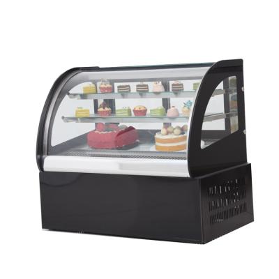 China Curved Glass Mini Cake Showcase , Fan Cooling Bakery Display Showcase for sale