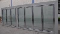 China Glass Door Polyurethane Cold Stroage Room Supermarket Milk Drinks Walk In Cooler for sale