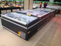 China Commercial Island Freezer Refrigerator Display Showcase With Glass Sliding Door for sale