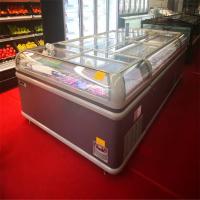 China Supermarket Commercial Island Freezer Sliding Glass Curved Lid Chest Combined Island Fridge Freezer for sale