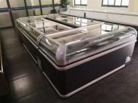 China Supermarket Commercial Island Freezer Sliding Glass Curved Lid Chest Combined Island Fridge Freezer for sale