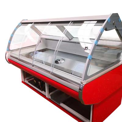 China Supermarket Fresh Deli case Meat Refrigerator With Curved Glass Display for sale